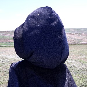 Purple and Black Sparkle Hooded Cloak Halloween Costume Gothic Wedding ...