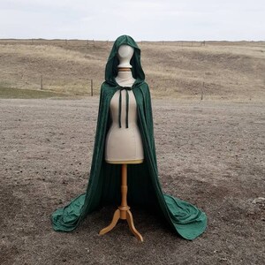 Green Velvet Hooded Cloak Wedding Gothic Merlin Medieval Costume ...