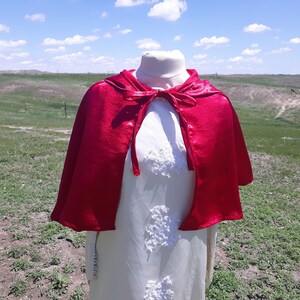 Red Satin Hooded Capelet Christmas Cape Wedding Cloak Princess - Etsy