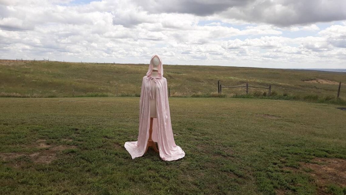 Pink Cloak Hooded Cape Velvet Renaissance Medieval Halloween | Etsy