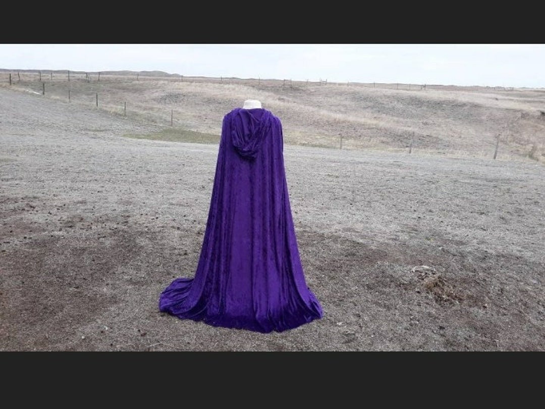 Purple Velvet Halloween Cloak Renaissance Costume Hooded - Etsy