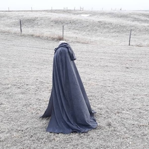 Gray Hooded Cloak Halloween Costume Wedding Cape Gray Faux Suede ...