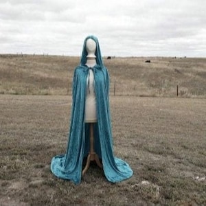 Teal Turquoise Cloak Hooded Halloween Cape Trick or Treat Medieval ...