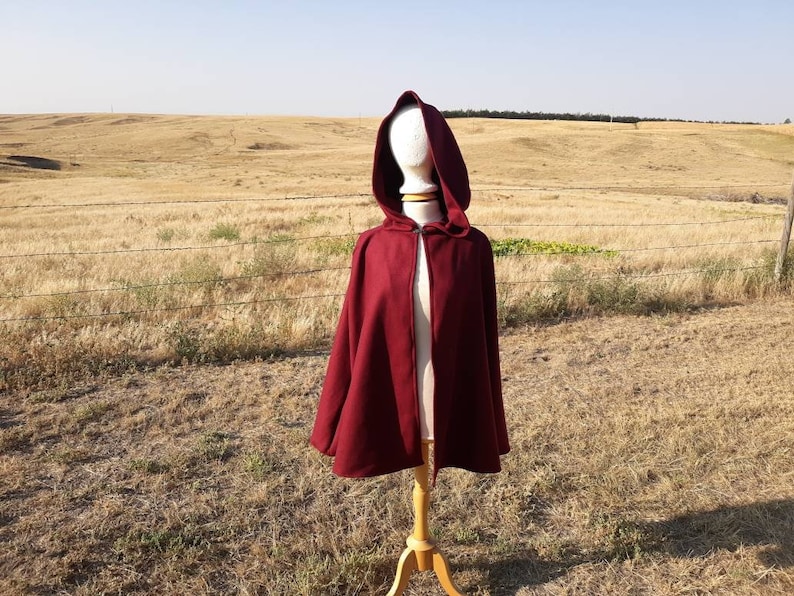Wine Wool Hooded Cloak Halloween Costume Burgundy Wedding Cape - Etsy