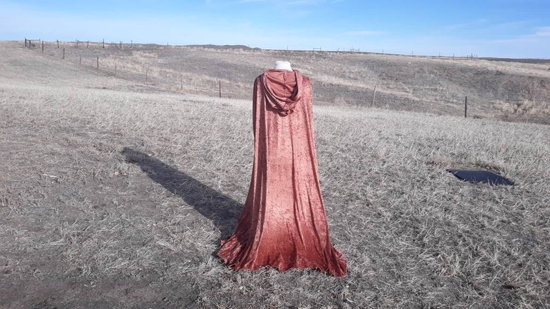 Copper Rust Hooded Cloak Brown Crushed Velvet Cape Renaissance - Etsy