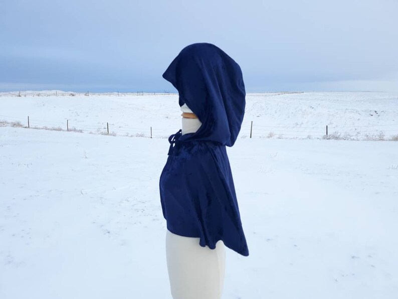 Navy Blue Velvet Capelet Hooded Cloak Adult Clothing Shrug - Etsy