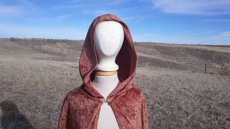 Copper Rust Hooded Cloak Brown Crushed Velvet Cape Renaissance - Etsy