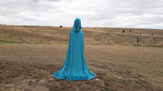 Teal Turquoise Cloak Hooded Halloween Cape Trick or Treat - Etsy