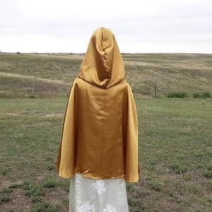 Gold Satin Hooded Bridal Cloak Wedding Cape Cleopatra Halloween ...