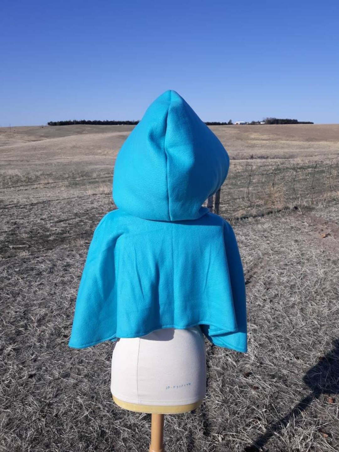 Turquoise Teal Fleece Capelet Hooded Cloak Adult Clothing Shrug ...