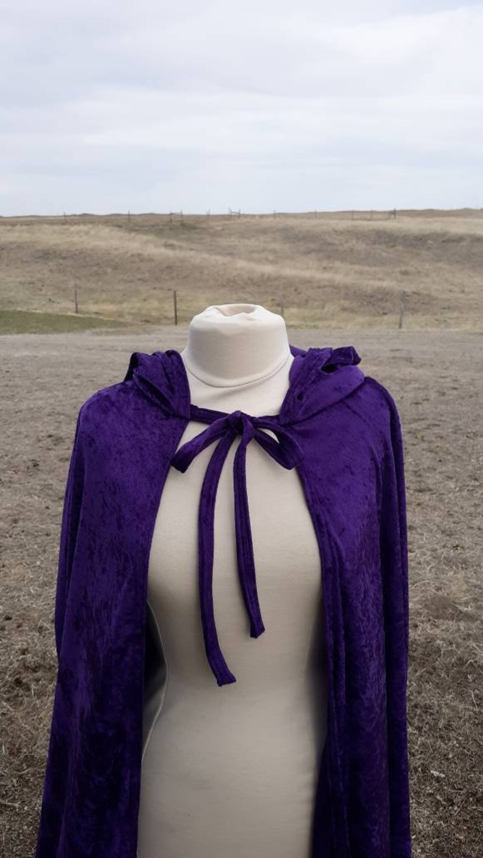Purple Velvet Halloween Cloak Renaissance Costume Medieval Wedding Cape ...