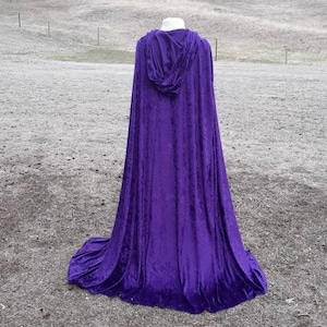 Purple Velvet Halloween Cloak Renaissance Costume Medieval Wedding Cape ...