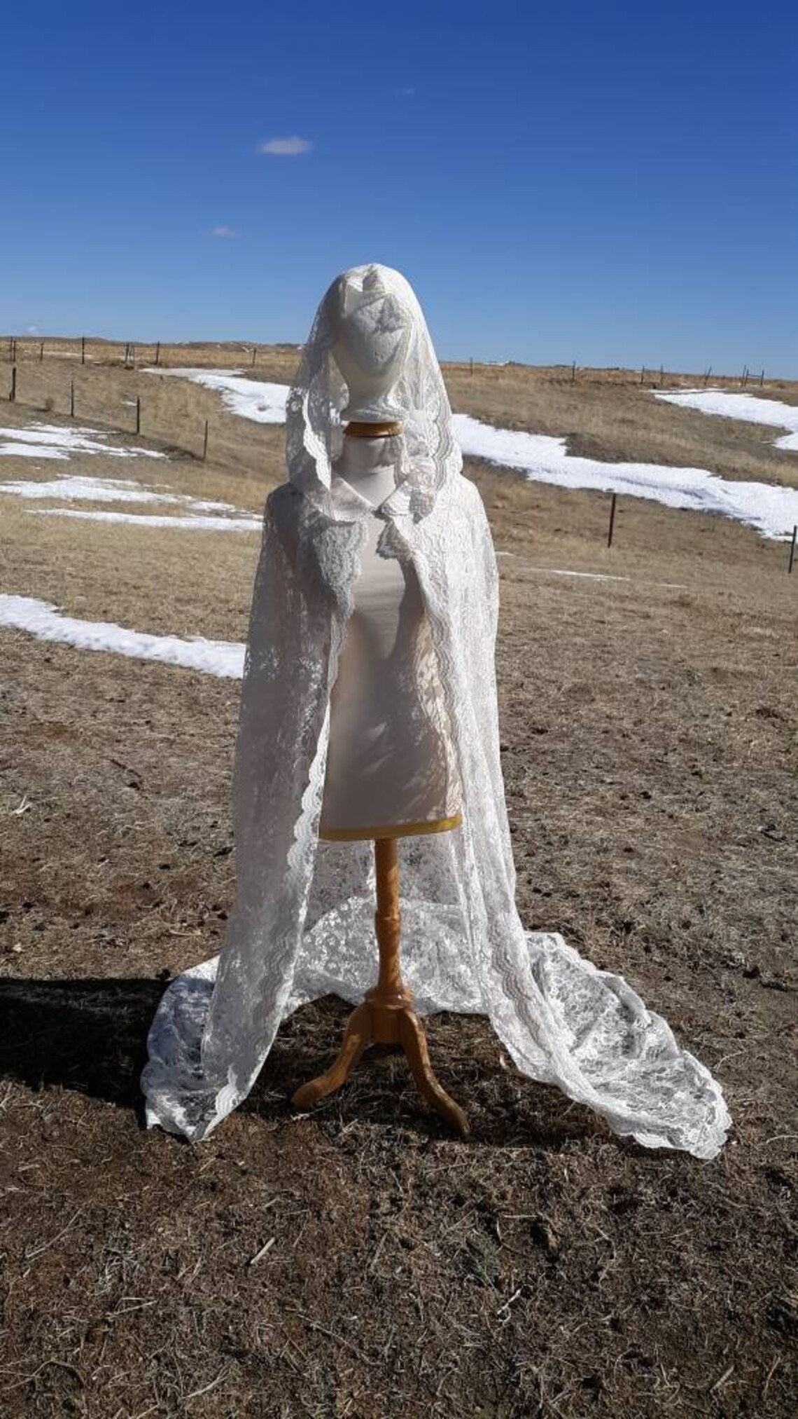 Ivory Lace Wedding Cloak with Long Train Bridal Cape | Etsy