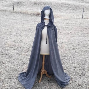 Gray Hooded Cloak Halloween Costume Wedding Cape Gray Faux Suede ...