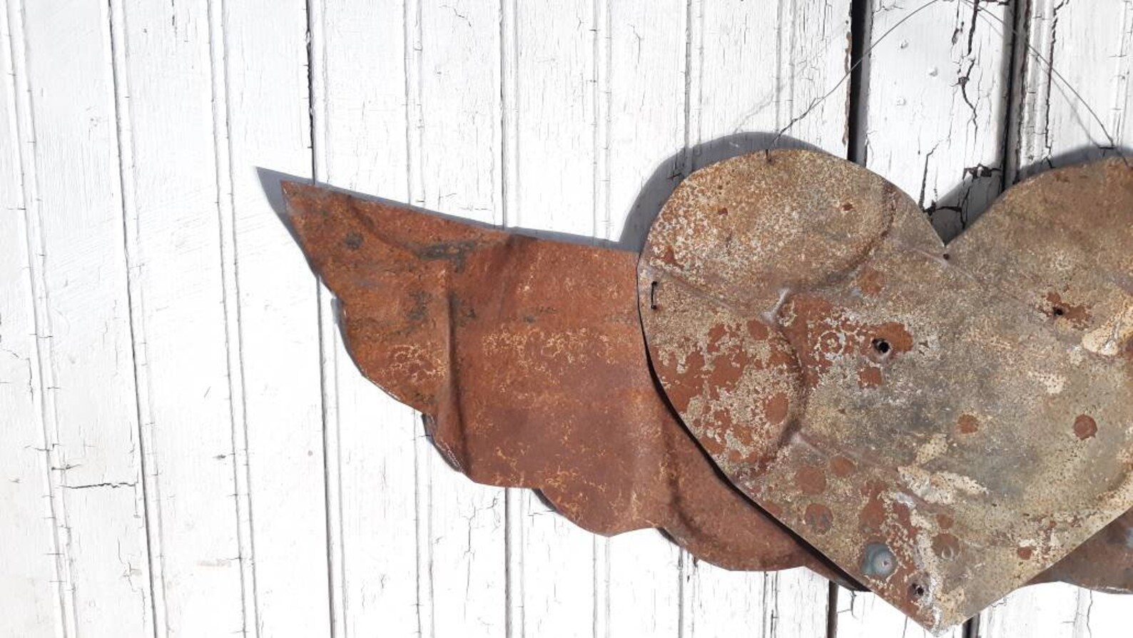 Rusty Tin Heart With Wings Antique Tin Upcycled From Barn Roof - Etsy