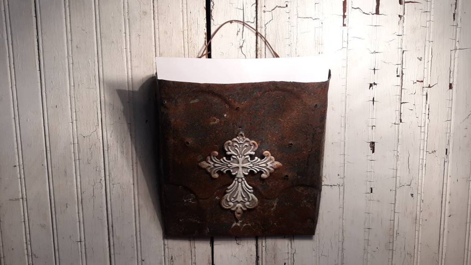 Rustic Tin Wall Pocket Antique Tin Upcycled From Barn Roof - Etsy