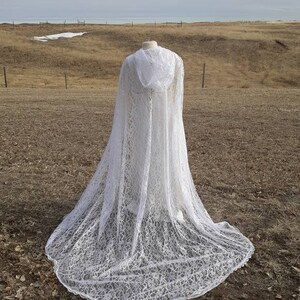 White Lace Cape Hooded White Wedding Cloak Bridal Cape | Etsy
