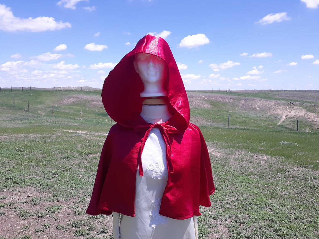 Red Satin Hooded Capelet Christmas Cape Wedding Cloak Princess - Etsy