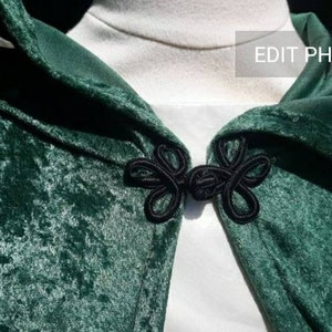 Green Velvet Cloak Hooded Fairytale Woodland Renaissance Clothing ...