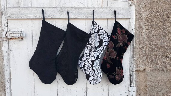 Black Gothic Christmas Stockings Mantel Decorations Holiday - Etsy