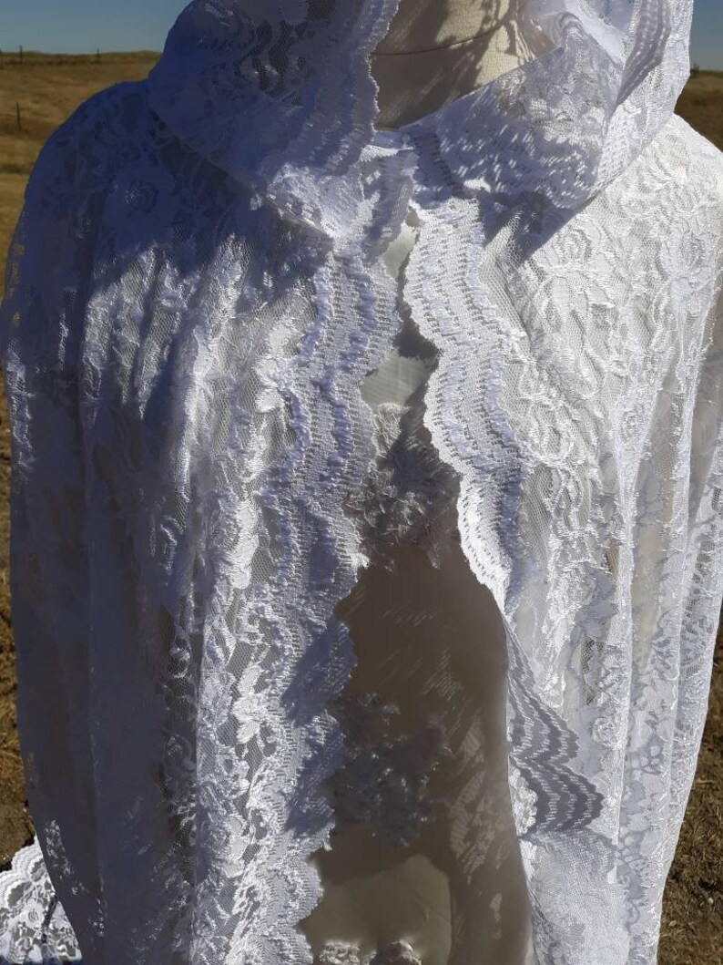 White Lace Cape Hooded White Wedding Cloak Bridal Cape Lace - Etsy