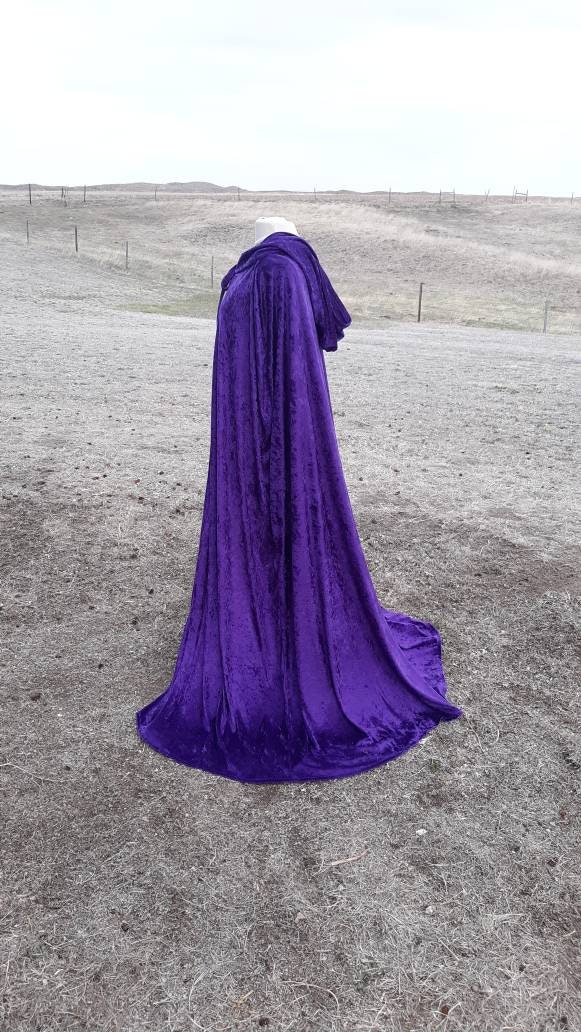 Purple Velvet Halloween Cloak Renaissance Costume Medieval Wedding Cape ...