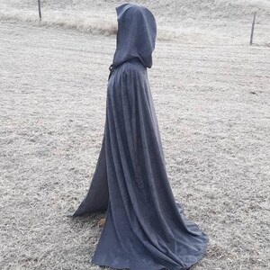 Gray Hooded Cloak Halloween Costume Wedding Cape Gray Faux Suede ...