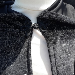 Purple and Black Sparkle Hooded Cloak Halloween Costume Gothic Wedding ...