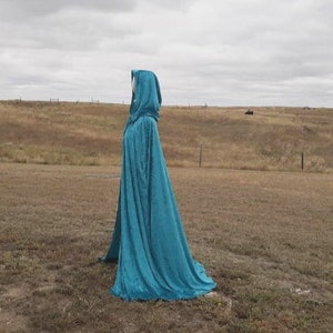Teal Turquoise Cloak Hooded Halloween Cape Trick or Treat Medieval ...