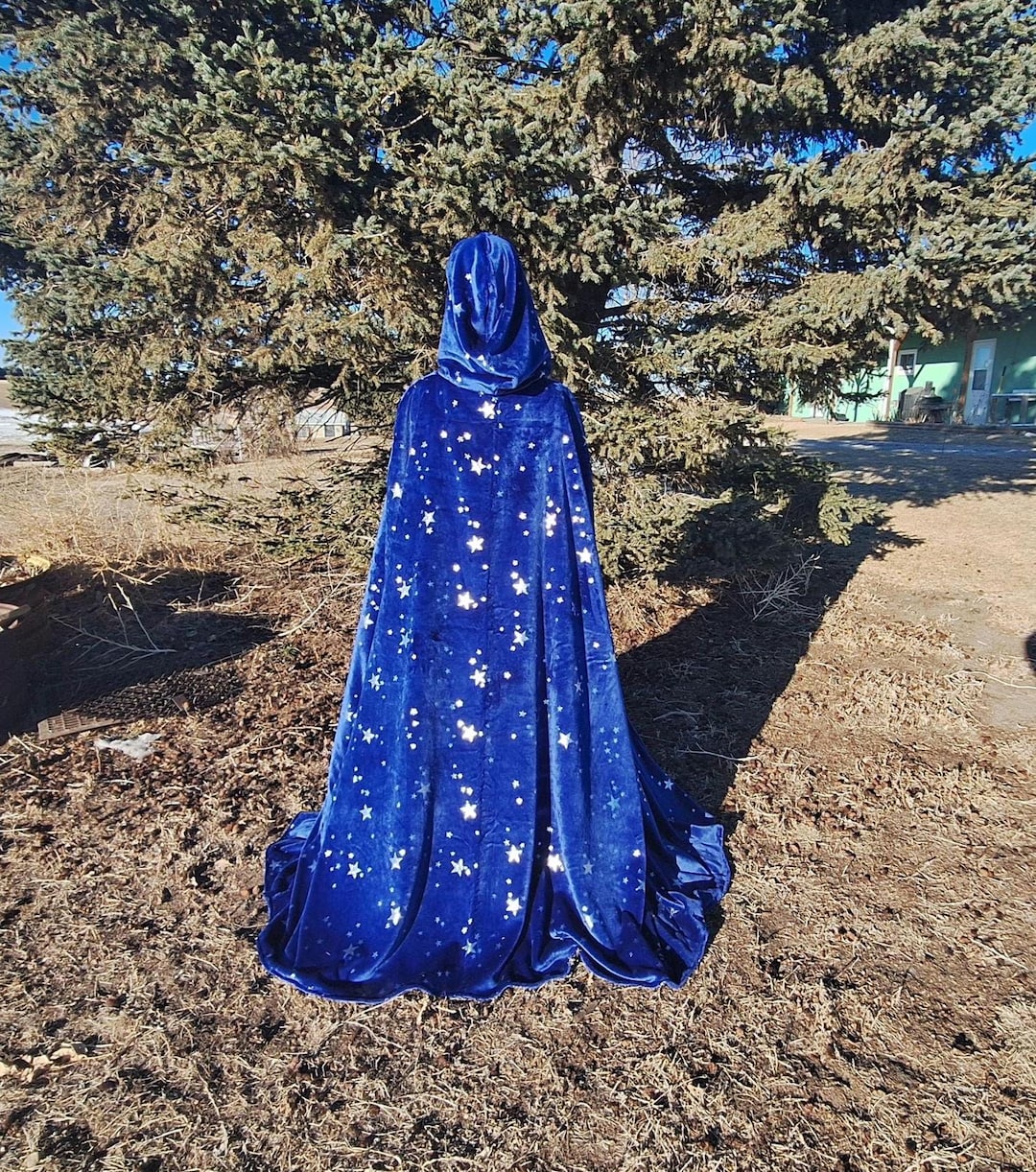 Blue Star Fleece Hooded Cloak: Adult Halloween Costume Cape - Etsy