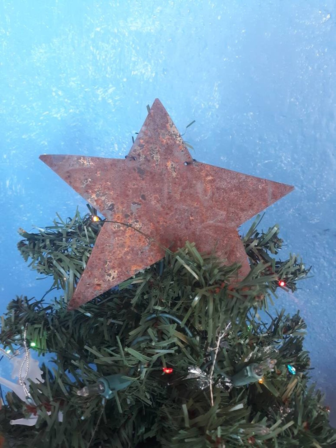 Repurposed Barn Tin Star Christmas Tree Topper, Rustic Farmhouse Decor ...
