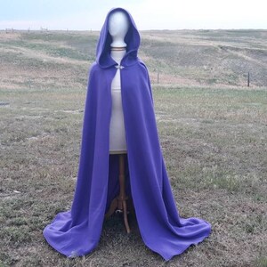 Purple Halloween Hooded Cloak Cape Fleece Hooded Renaissance Medieval ...