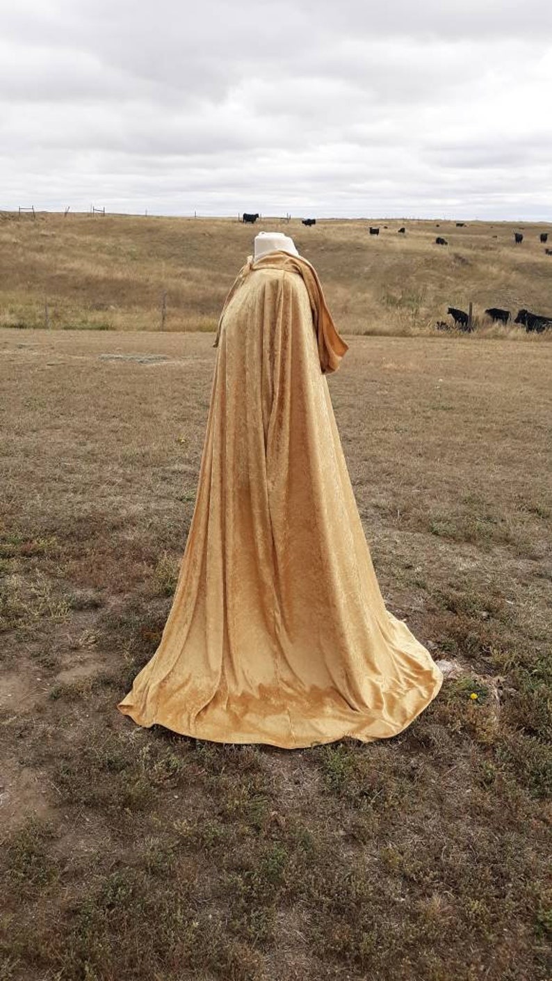 Hooded Gold Velvet Cloak Halloween Costume Wedding Renaissance | Etsy
