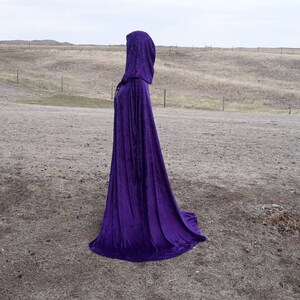 Purple Velvet Halloween Cloak Renaissance Costume Medieval Wedding Cape ...