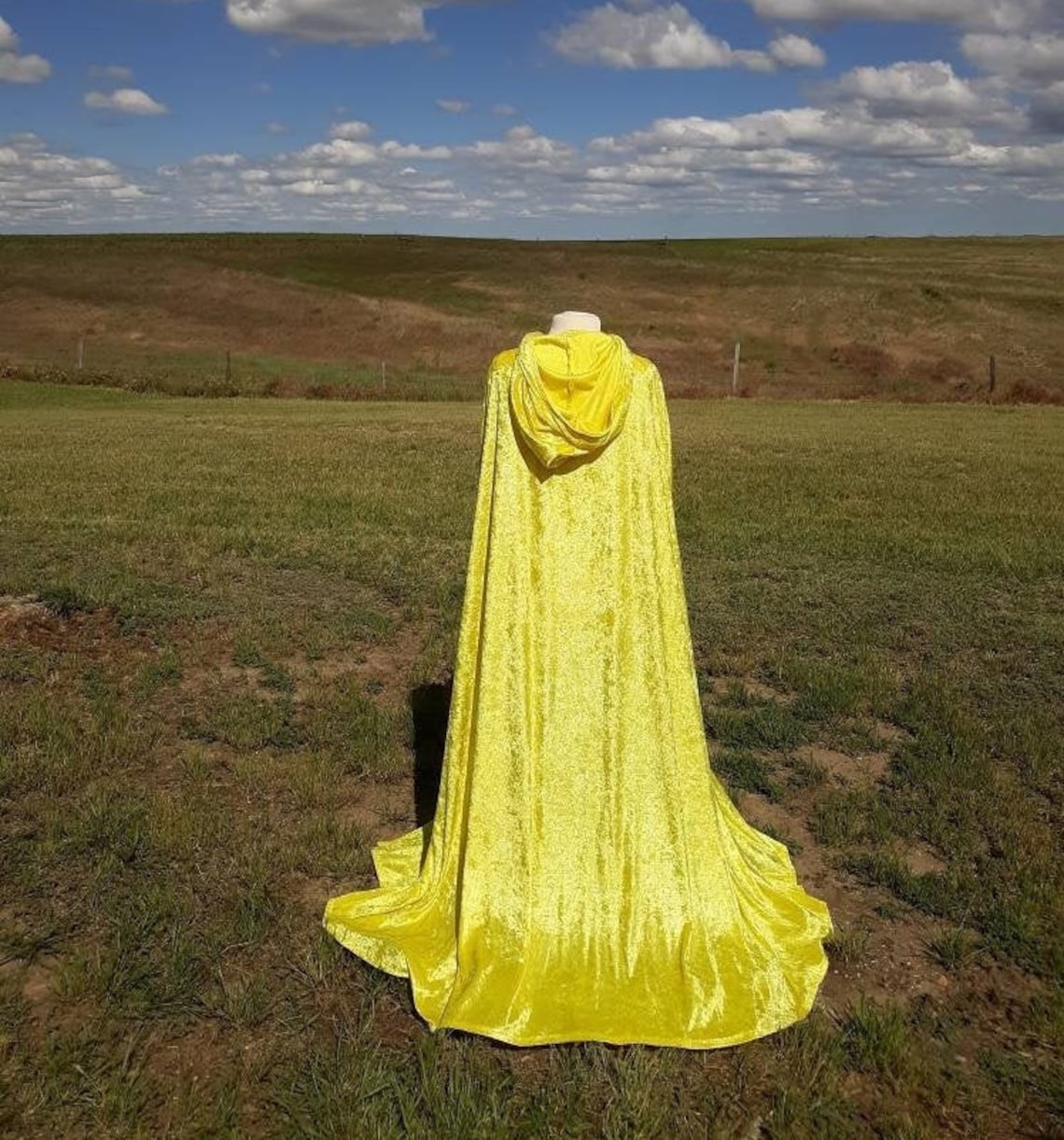 Yellow Velvet Hooded Cape Superhero Halloween Costume - Etsy