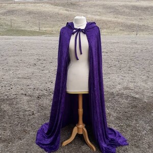 Purple Velvet Halloween Cloak Renaissance Costume Medieval Wedding Cape ...