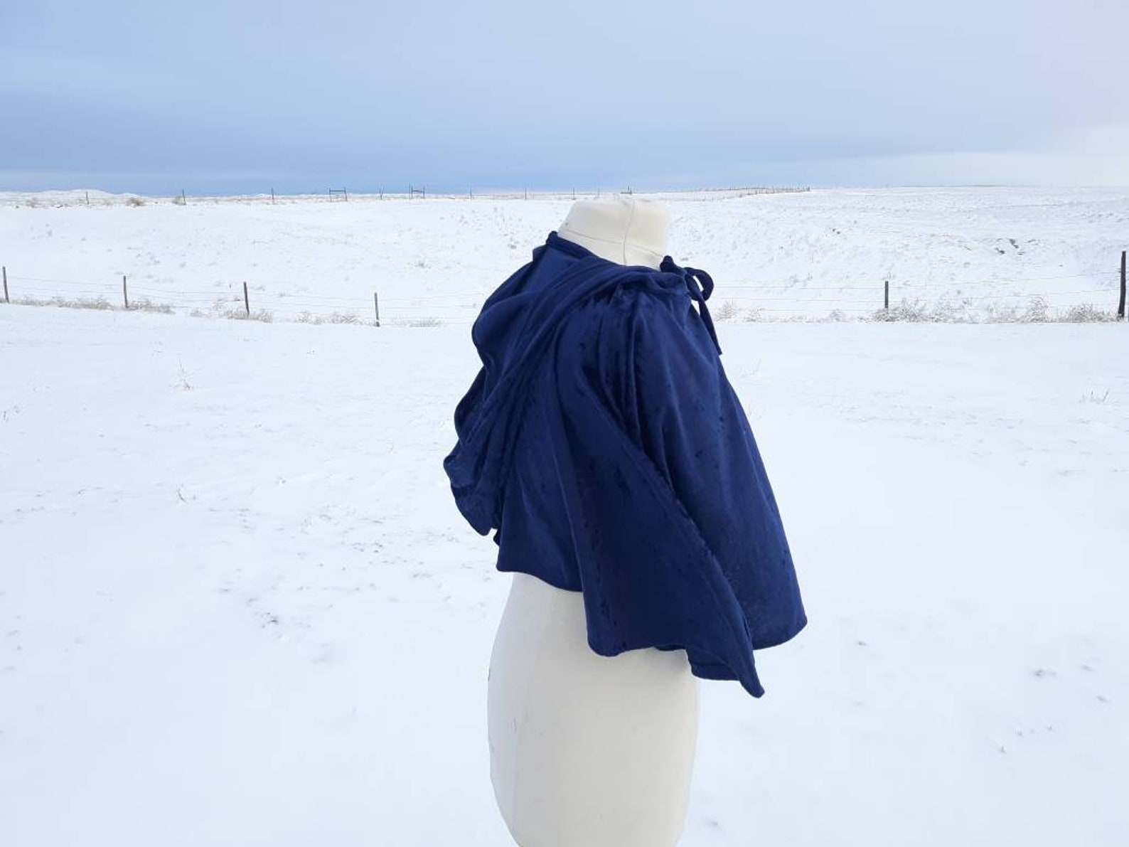 Navy Blue Velvet Capelet Hooded Cloak Adult Clothing Shrug Something ...