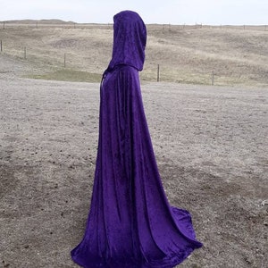 Purple Velvet Halloween Cloak Renaissance Costume Medieval Wedding Cape ...