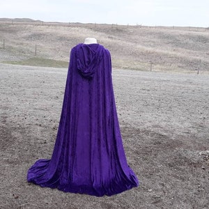 Purple Velvet Halloween Cloak Renaissance Costume Medieval Wedding Cape ...
