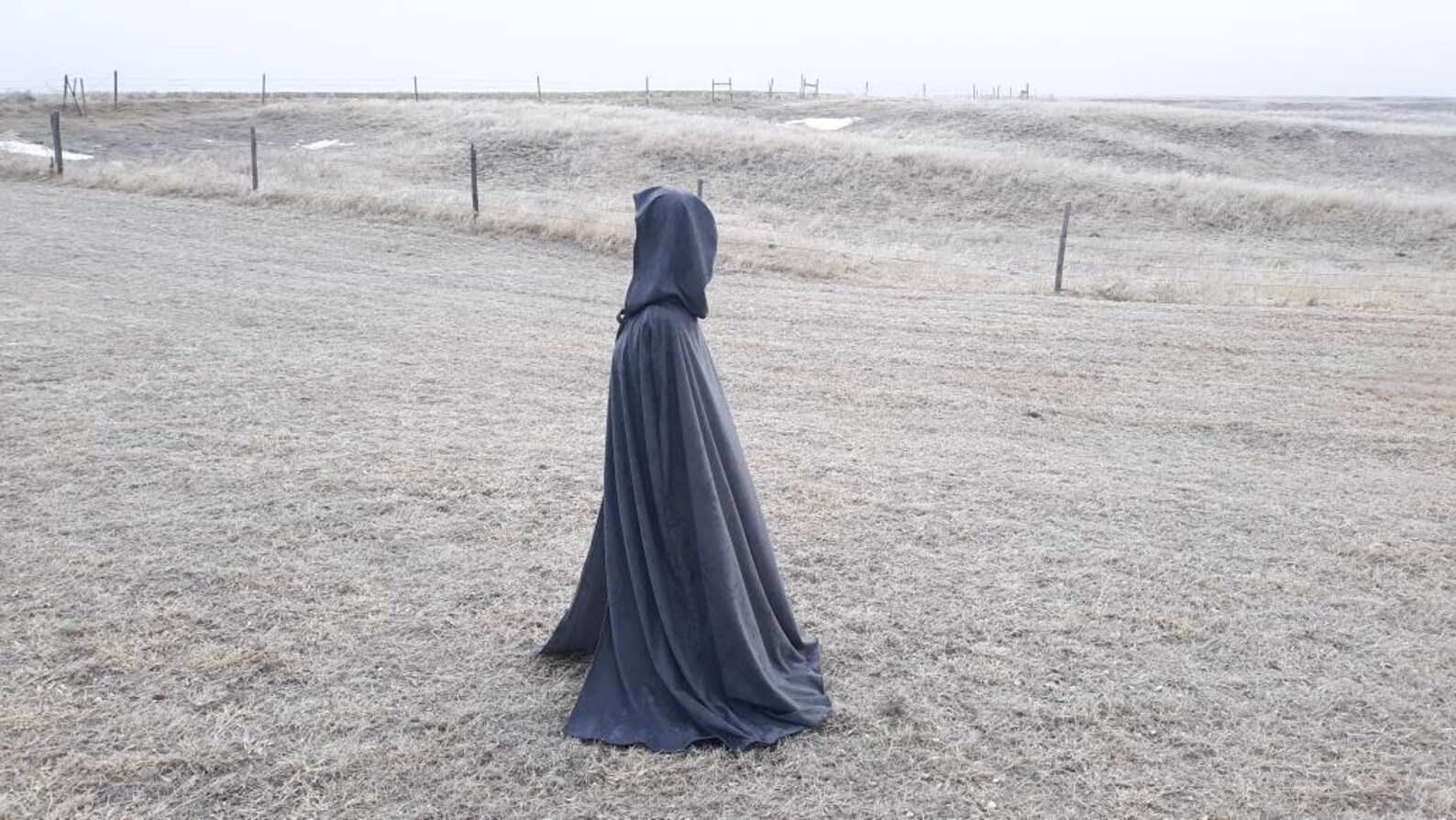 Gray Hooded Cloak Halloween Costume Wedding Cape Gray Faux Suede ...