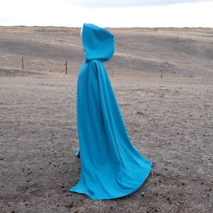 Turquoise Hooded Cloak Fleece Cape Wedding Renaissance Halloween ...