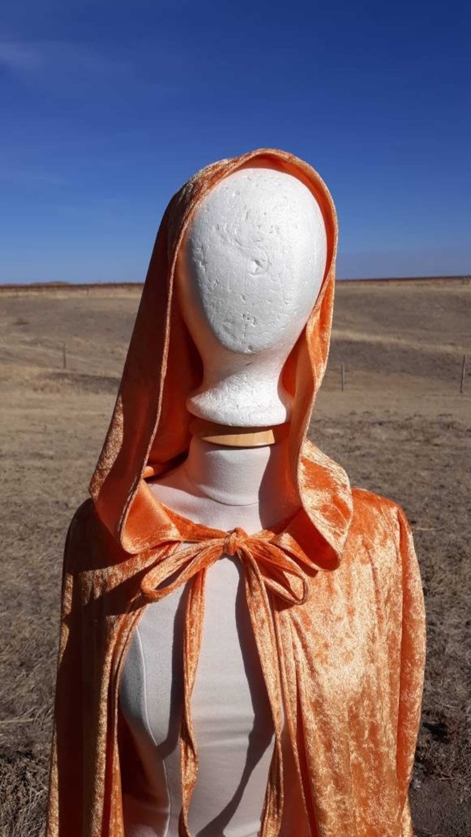 Orange Cloak Halloween Costume Hooded Cape Velvet Renaissance | Etsy