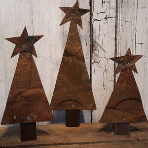 Christmas Trees Created Out of Antique Tin Set of 3 Rustic Primitive ...