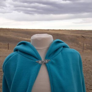 Turquoise Hooded Cloak Fleece Cape Wedding Renaissance Halloween ...