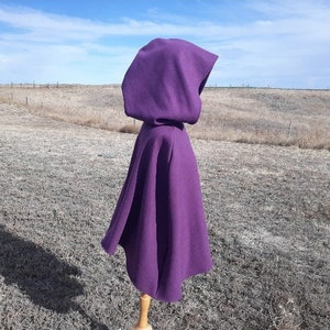 Purple Wool Hooded Cloak Plum Wedding Cape Renaissance Adult Clothing ...