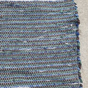 Rag Rug Handwoven Upcycled 25 X 24 Inches Primitive Farmhouse Cottage ...