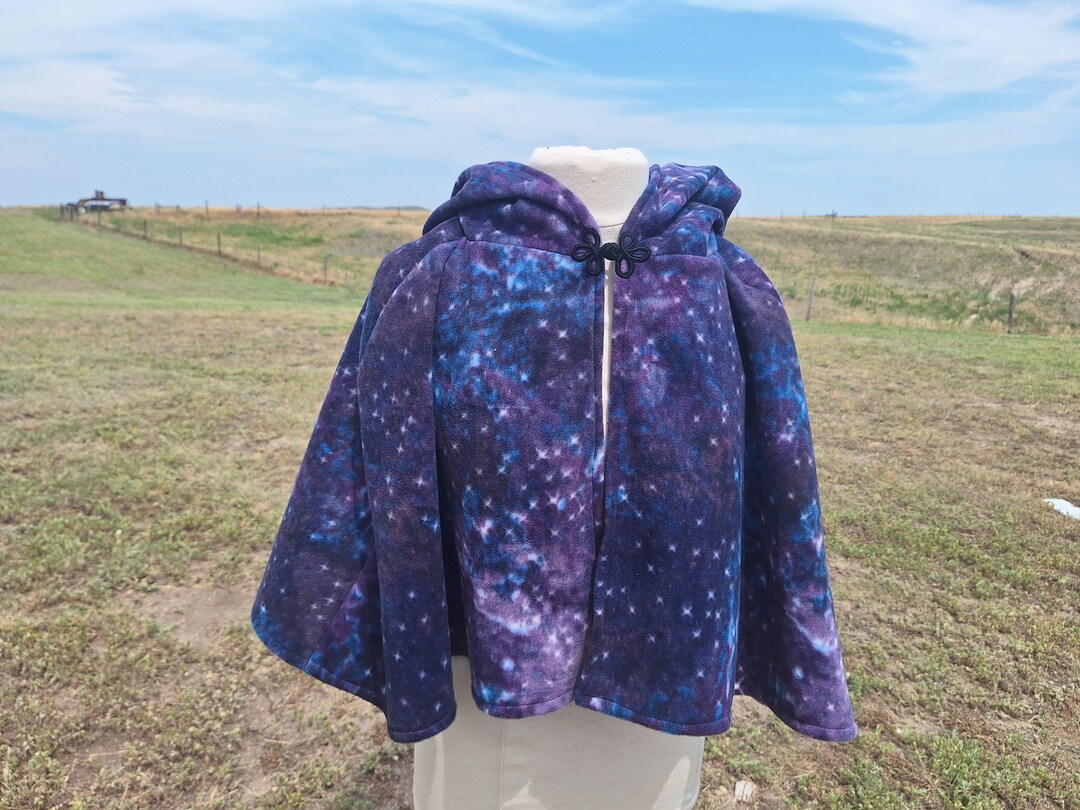 Purple Galaxy Celestial Hooded Capelet Halloween Adult Costume Magic ...