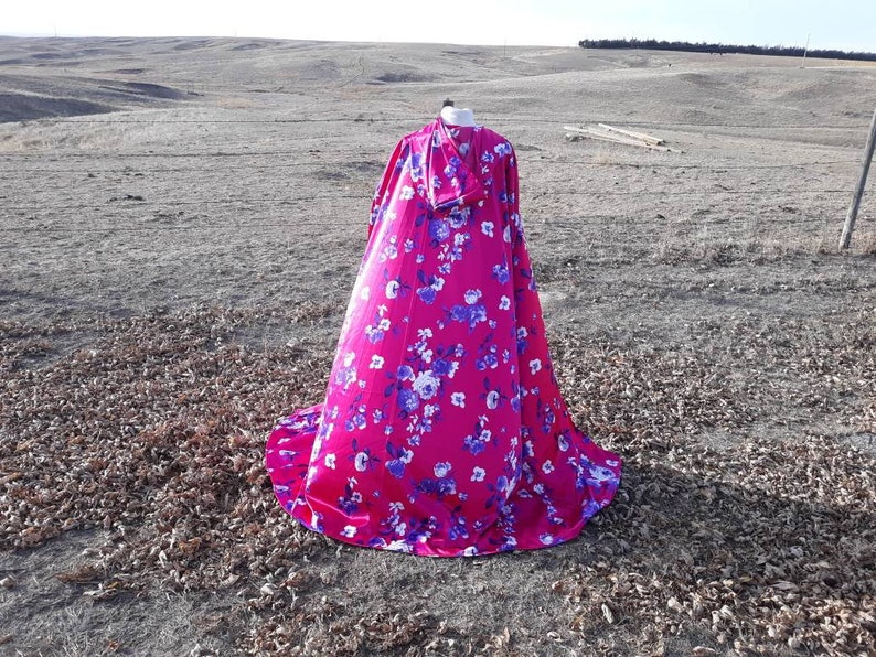 Hot Pink Floral Cloak Wedding Cape Renaissance Costume Prom - Etsy