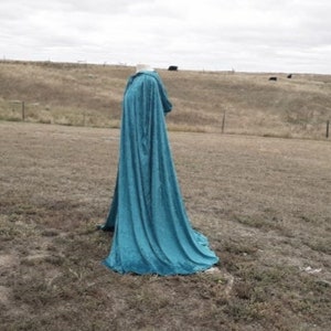 Teal Turquoise Cloak Hooded Halloween Cape Trick or Treat Medieval ...