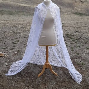 White Lace Bridal Cloak Hooded Wedding Cloak Cape Renaissance | Etsy